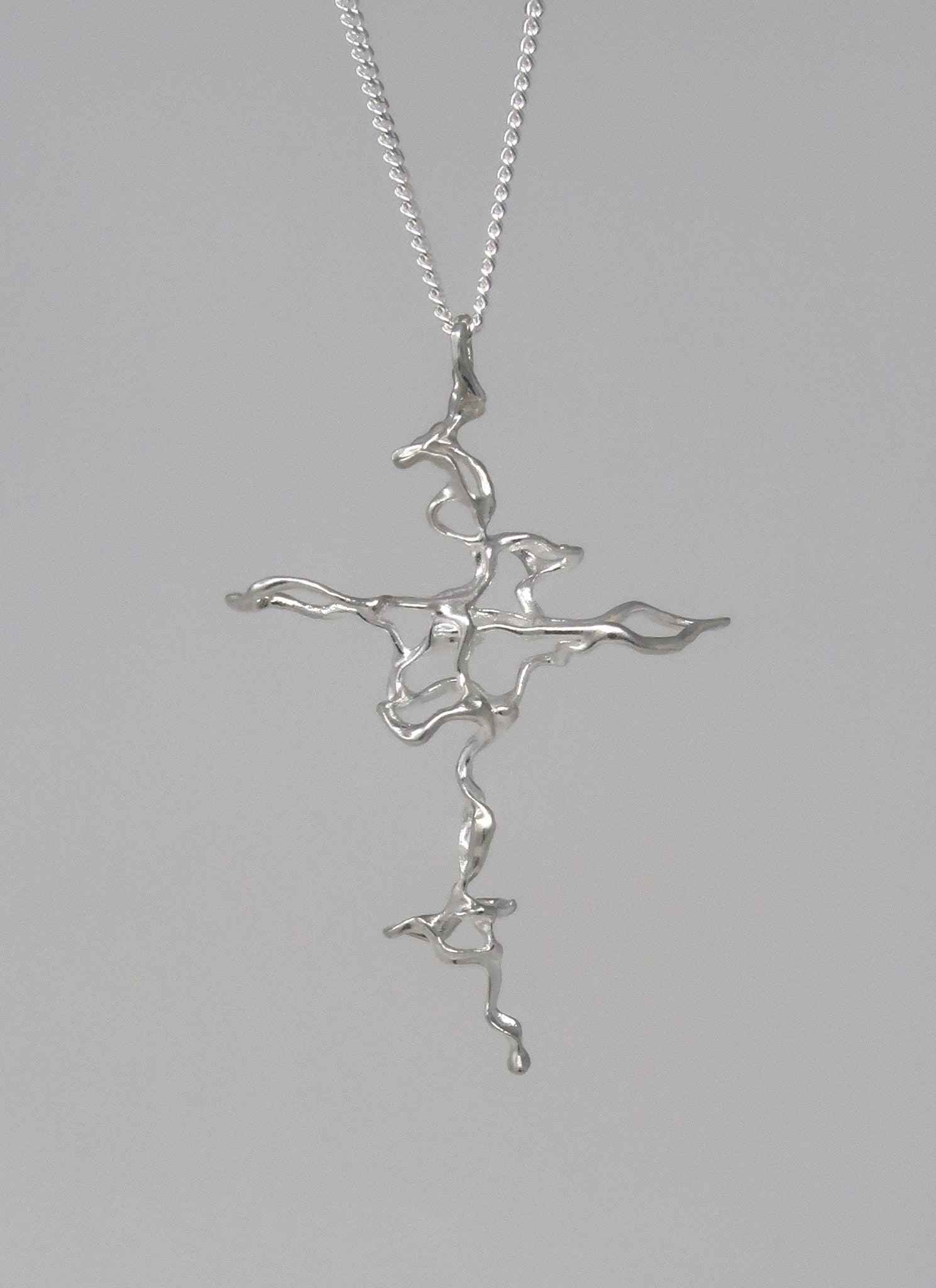 Holy Ghost Cross: Ethereal Abstract Cross in 925 Sterling Silver – LETRA